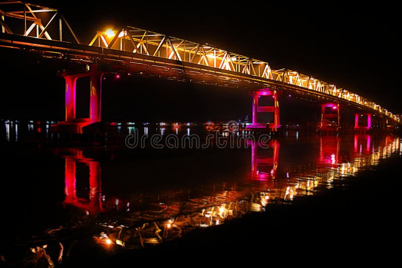 Bridge stock photo. Image of night, lightnight, bridge - 96667362