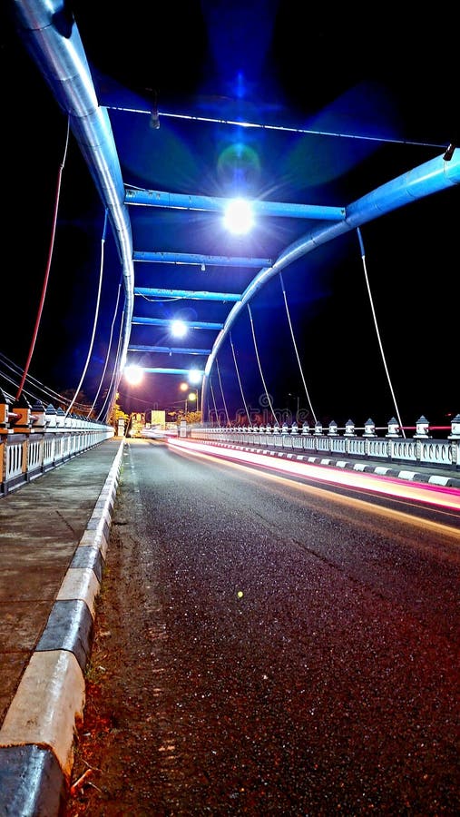 Bridge lights at night stock image. Image of light, beautiful - 255707579