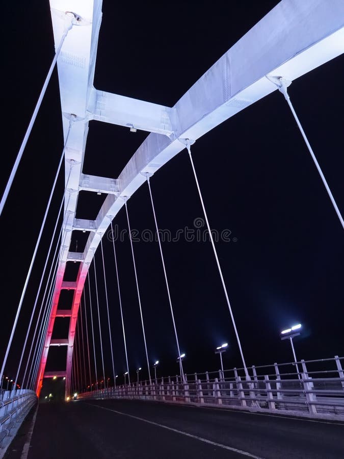 Bridge Lights at Night in Indonesia Stock Image - Image of lights ...