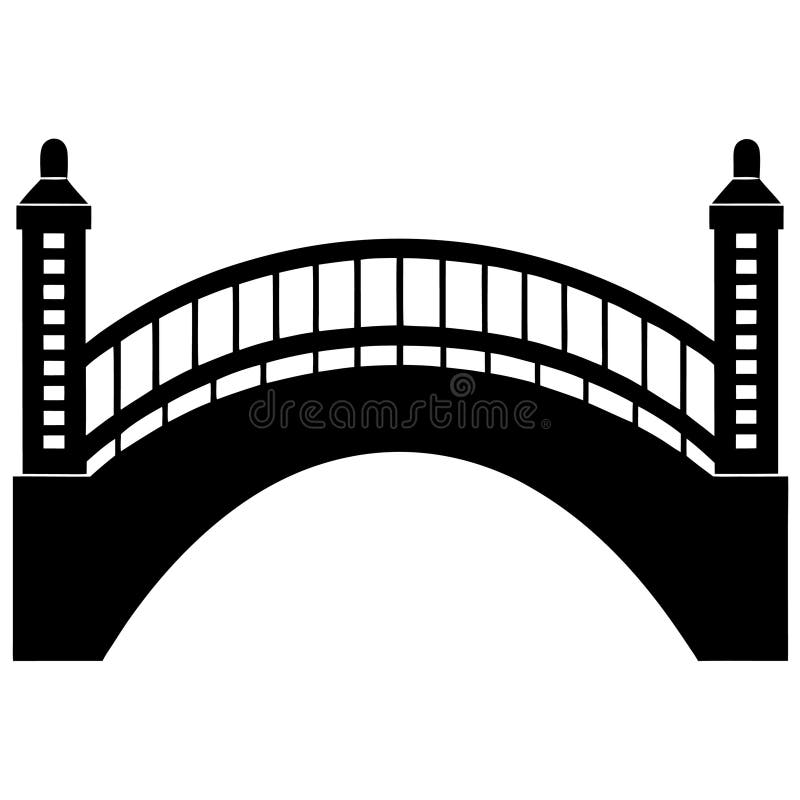 Bridge Line Art Silhouette Vector Illustration 1 Stock Vector ...