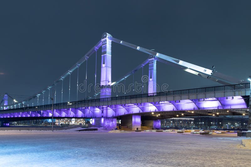 The Bridge is Lit with Neon Lights Editorial Image - Image of ...