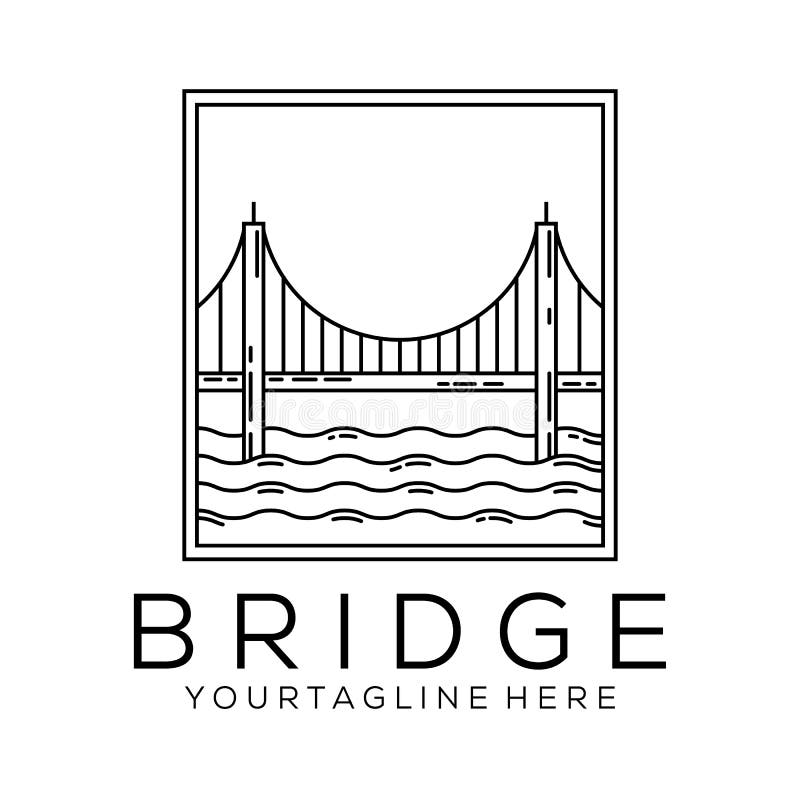 Bridge Logo Minimal Line Art Vector Illustration Design Stock Vector ...