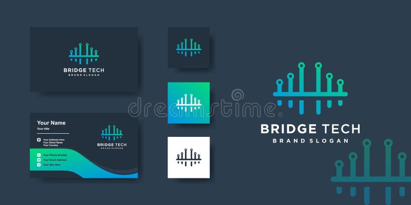 Bridge Logo with Technology Concept and Business Card Design, Creative ...