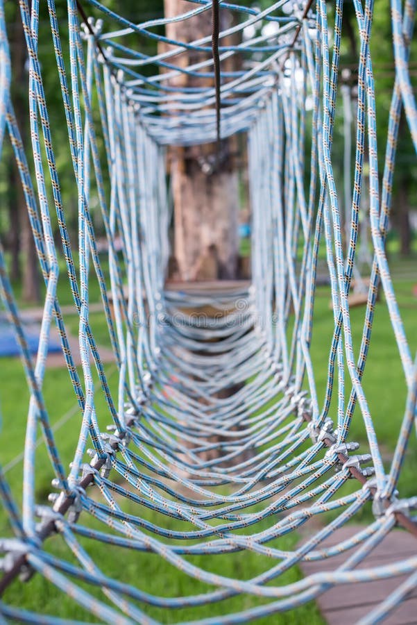 The Bridge of Logs Tied To the Ropes Stock Photo - Image of bridge ...