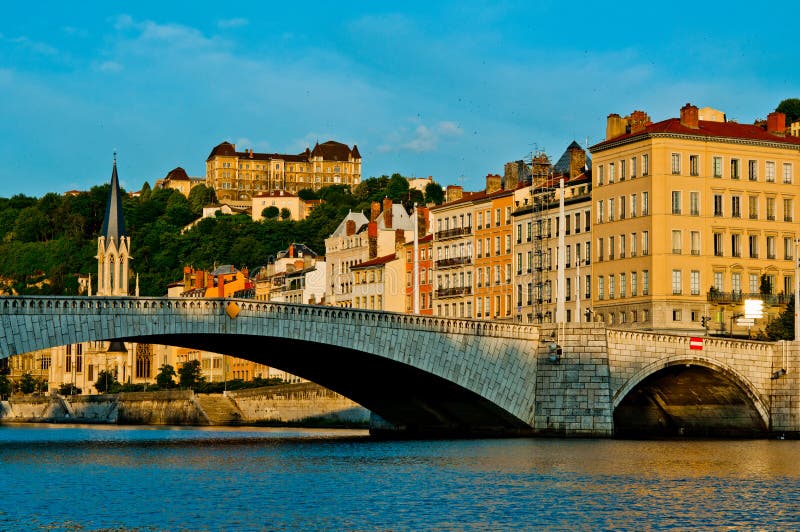 A bridge at Lyon France stock image. Image of footbridge - 20626991