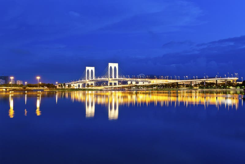 Bridge in Macau at night stock image. Image of asia, night - 34367687