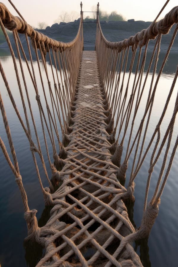 A Bridge Made of Interconnected Ropes, Showcasing Trust Stock Image ...