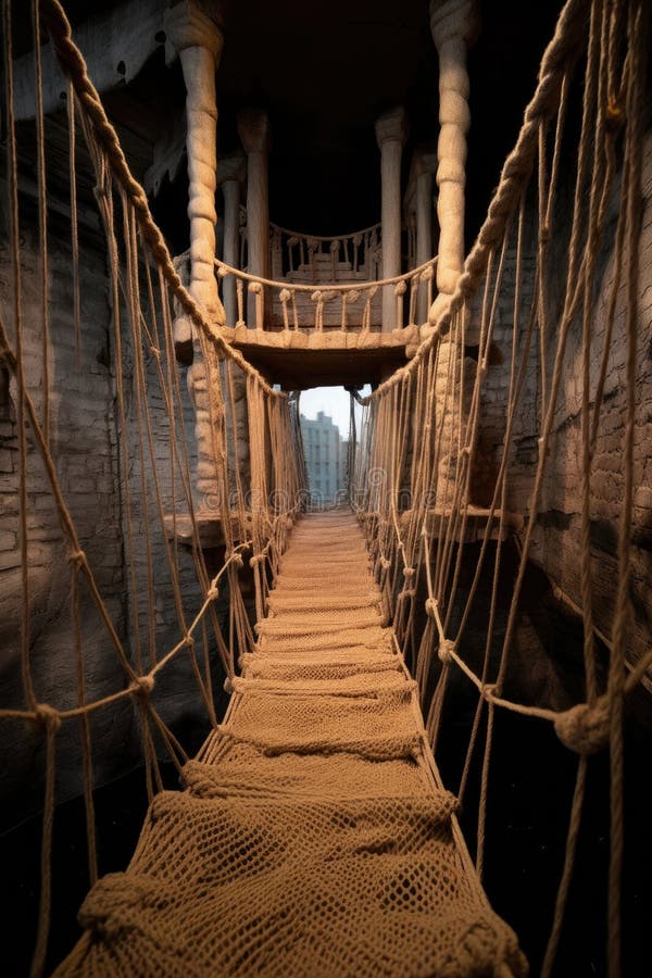A Bridge Made of Interconnected Ropes, Showcasing Trust Stock ...