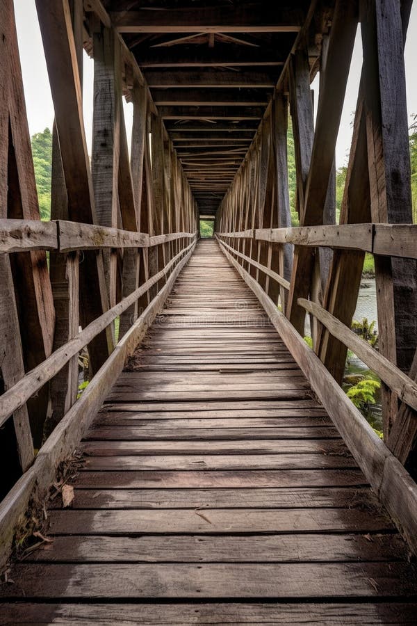 Bridge Made of Wooden Planks, Showing Support Stock Illustration ...