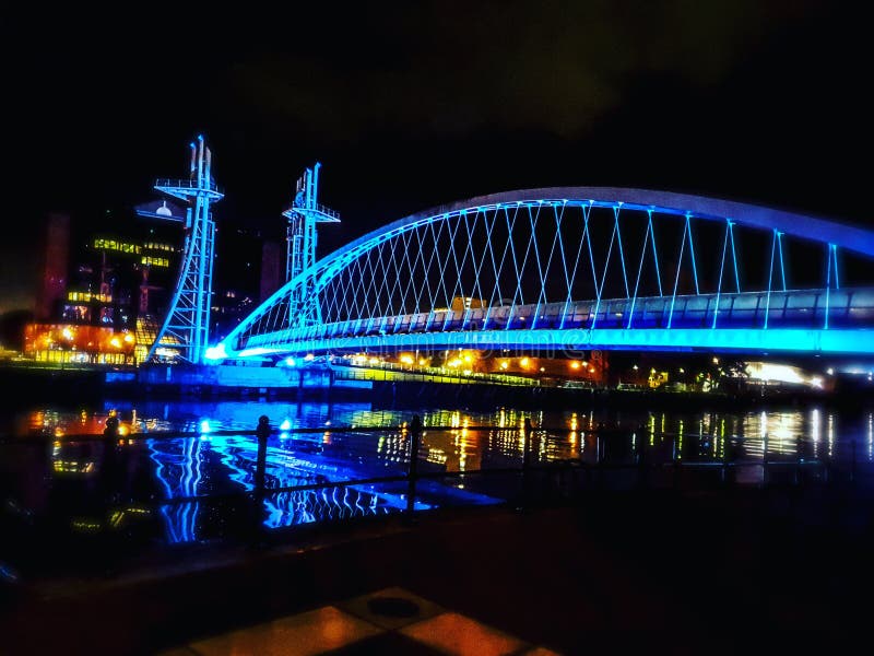 Bridge of Manchester stock photo. Image of lighting - 212847314