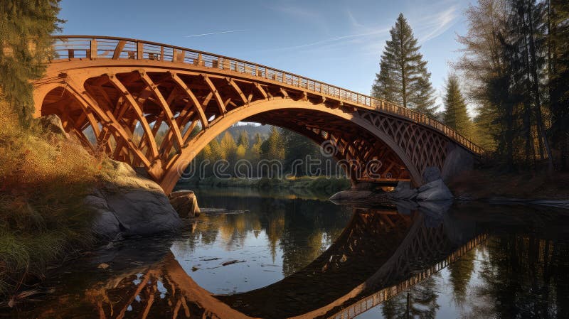 Bridge Material Timber Frame Stock Image - Image of river, nature ...