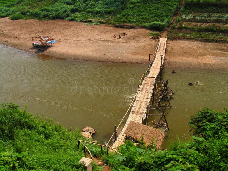 A Bridge through Mekong River Stock Photo - Image of laos, travel: 44438536