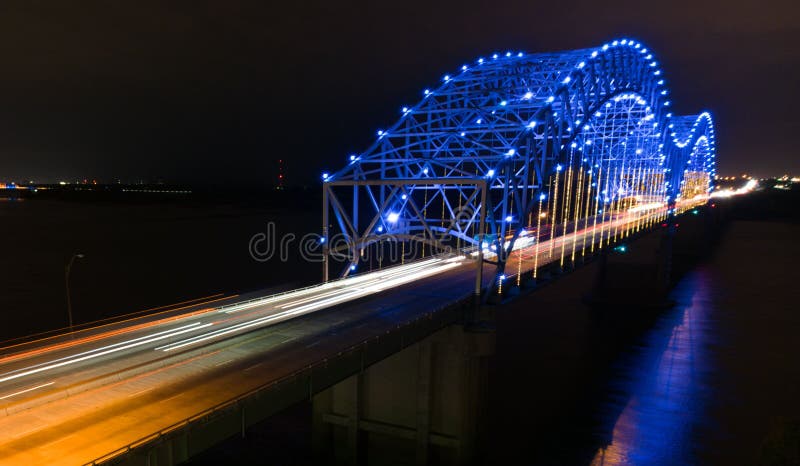 Bridge of Memphis Captured at Night Editorial Photo - Image of ...