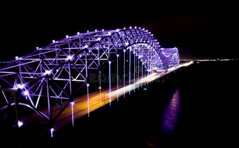 Bridge of Memphis Captured at Night Editorial Image - Image of memphis ...