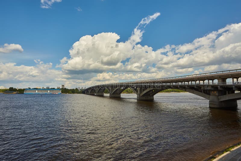 Bridge Metro Over Dnipro River in Kyiv Stock Photo - Image of metro ...