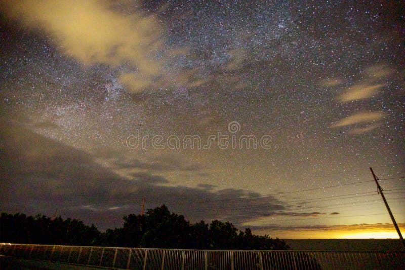 Bridge with Milkyway and Sunset Stock Photo - Image of cloudy, keys ...