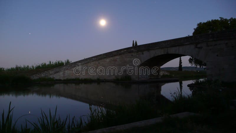 Bridge in the moonlight stock photo. Image of night, moon - 6226718