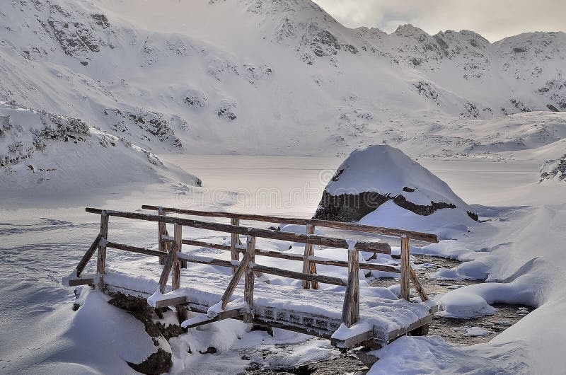 Bridge in mountains stock photo. Image of winter, white - 47937982