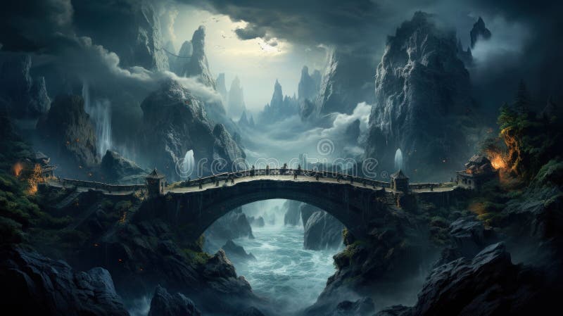 Bridge between Mountains. Symbolizing Business Success Path Stock ...