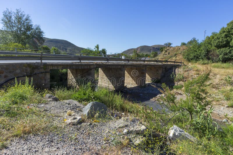 Bridge between Mountains and Trees Stock Image - Image of connection ...