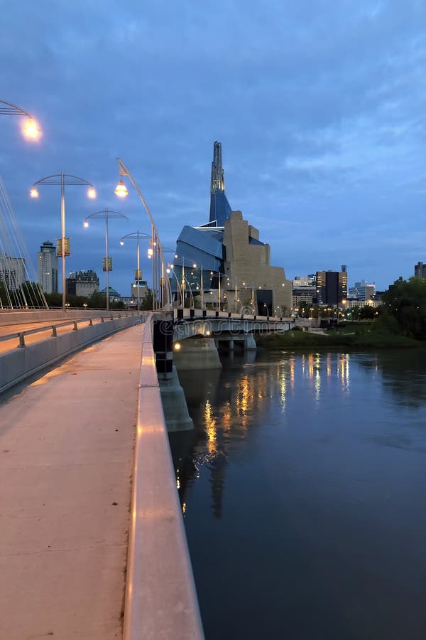 Bridge and Museum for Human Rights at Night, Winnipeg Editorial Image ...