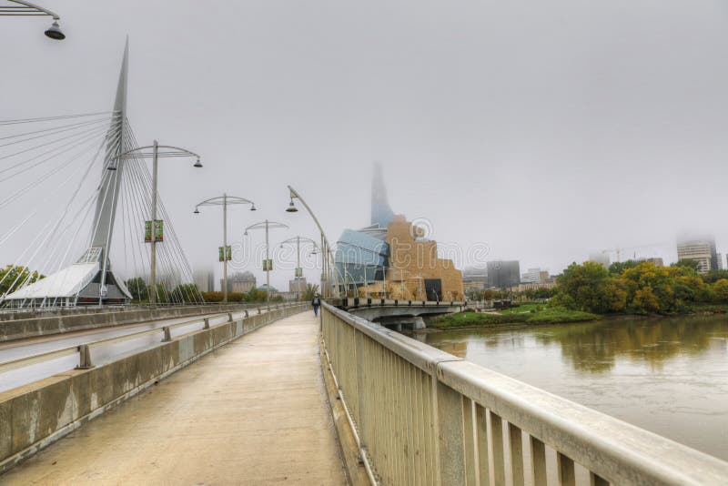 Bridge and Museum for Human Rights at Night, Winnipeg Editorial Image ...