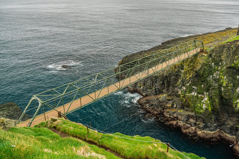 Bridge in Mykines Joining Two Sides of the Island Stock Photo - Image ...