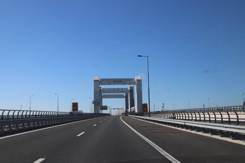 Bridge Named Botlekbrug on Motorway A15 in the Botlek Harbor in ...