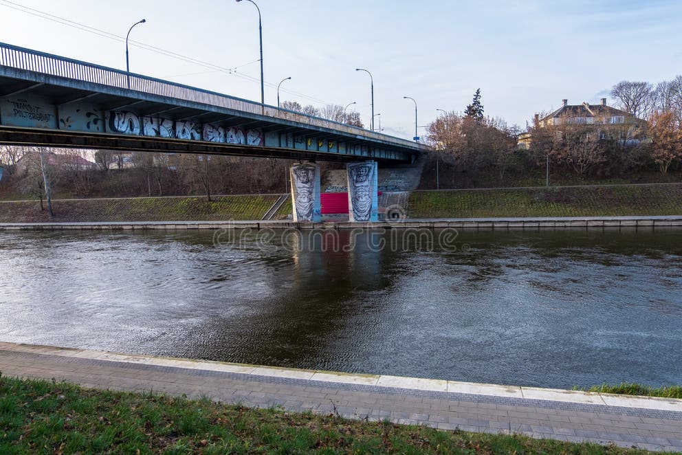 Bridge at Neris River in Vilnius, Lithuania Editorial Image - Image of ...