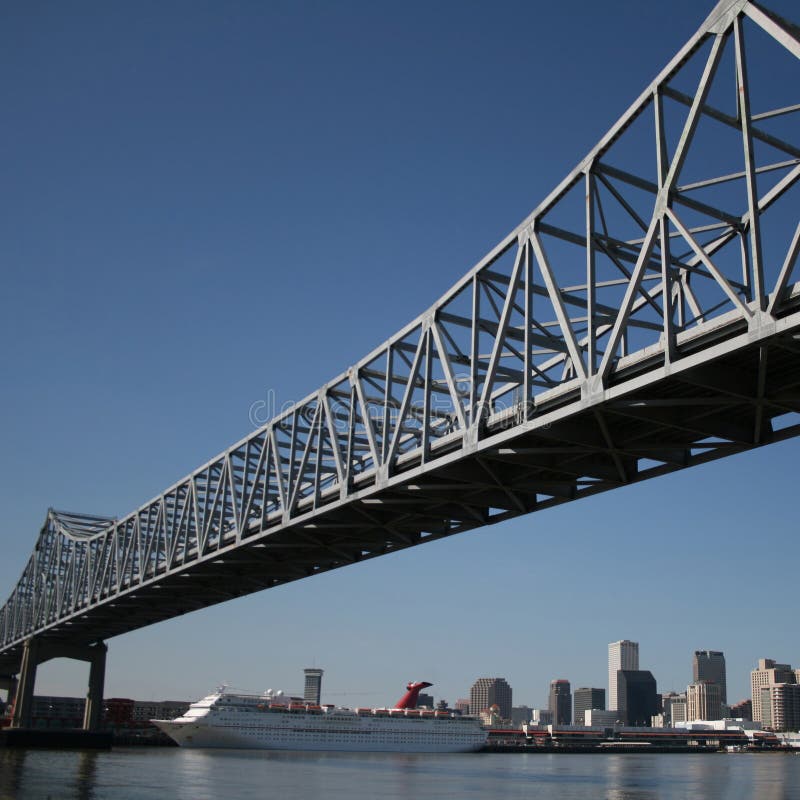 Bridge with New Orleans Skyline Stock Image - Image of skyline ...