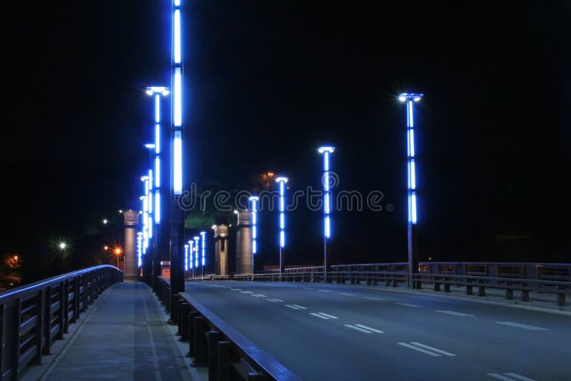 Bridge at night stock image. Image of blue, city, night - 1374463