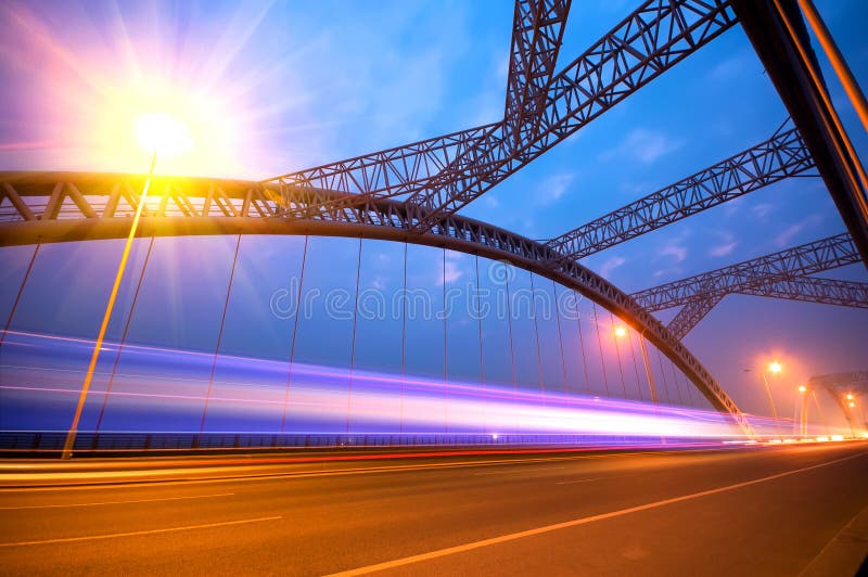 Bridge Night stock image. Image of lights, barrier, steel - 18618839