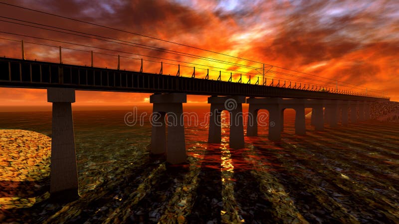 Bridge at night stock illustration. Illustration of night - 23842941