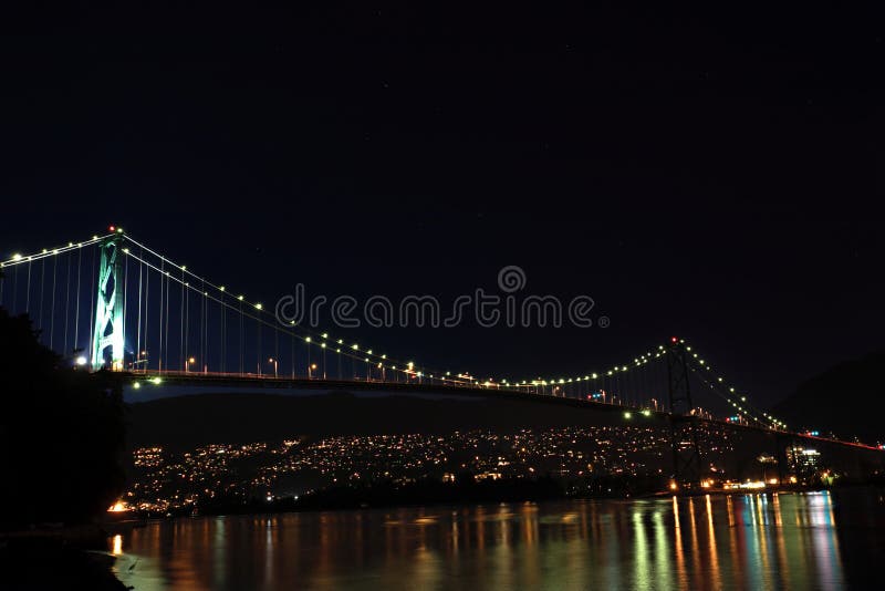 Bridge at night stock image. Image of link, lionsgate - 3227823