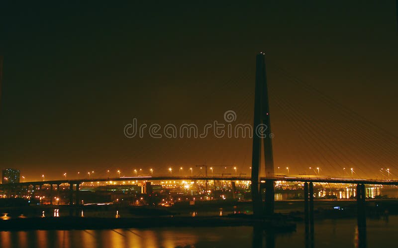 A bridge in night stock image. Image of lights, tang, grand - 4456849