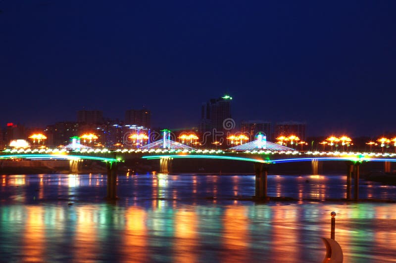 Bridge at night stock image. Image of colours, industrial - 5963141