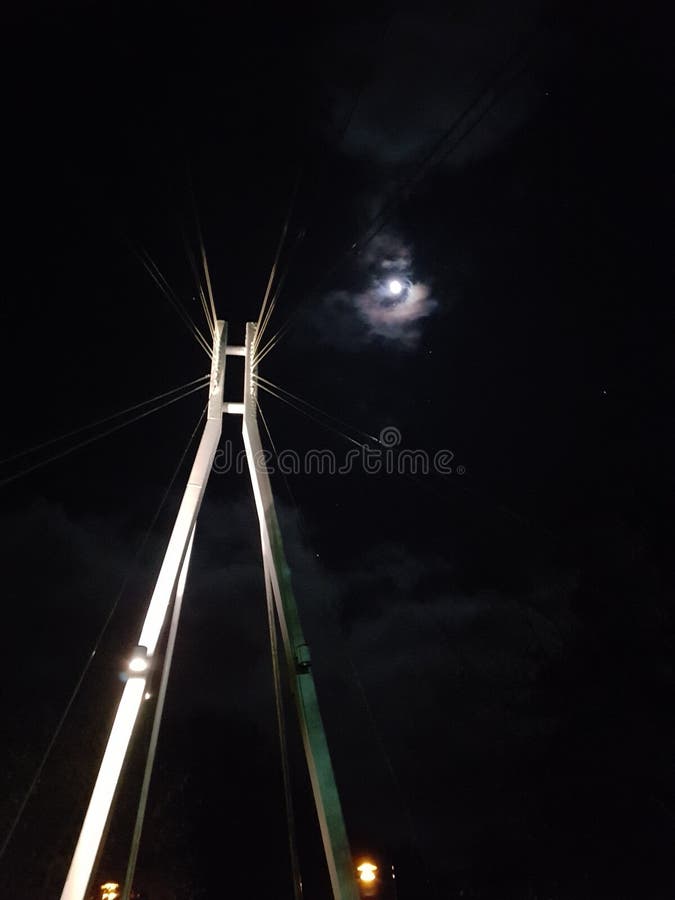 Bridge Night Moon Night Light Outdoors Stock Image - Image of moon ...