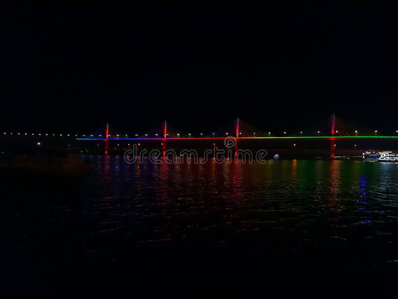 Bridge at Night, Panjim Bridge Over the Mandovi River, Atal Setu in Goa ...
