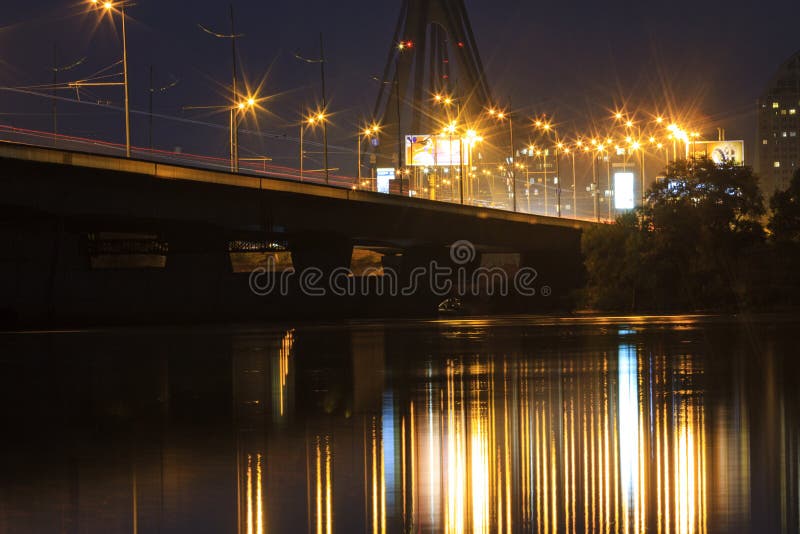 Night River in the City Lights Stock Image - Image of river, seafront ...