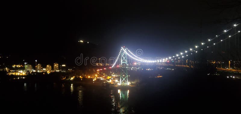Bridge Night Time Photography Stock Photo - Image of skyline ...