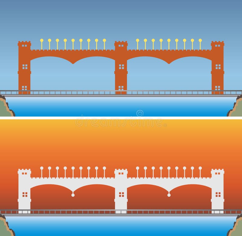 Bridge and Observation Tower with Sky Background Stock Vector ...