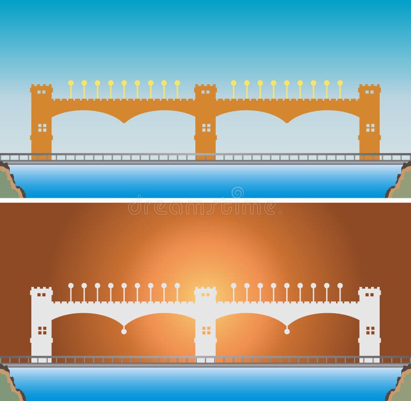 Bridge and Observation Tower with Sky Background Stock Vector ...