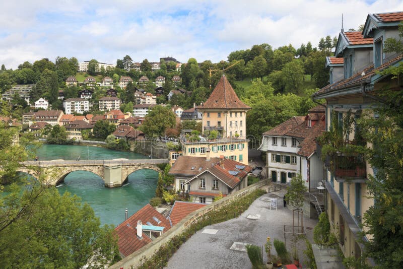 Bridge Over Aare River in Bern, Switzerland Stock Photo - Image of ...