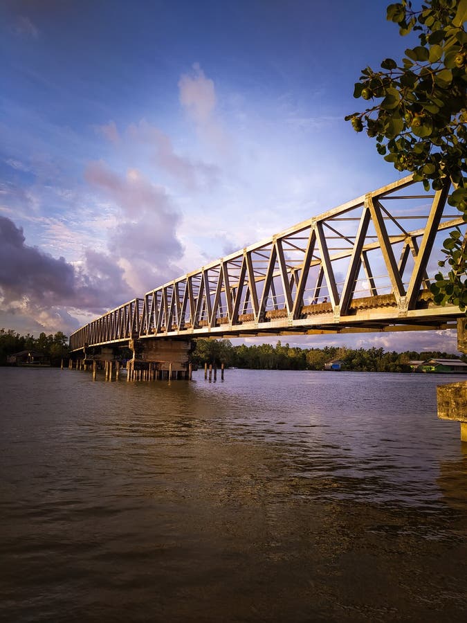Bridge over the big river stock image. Image of port - 236204887