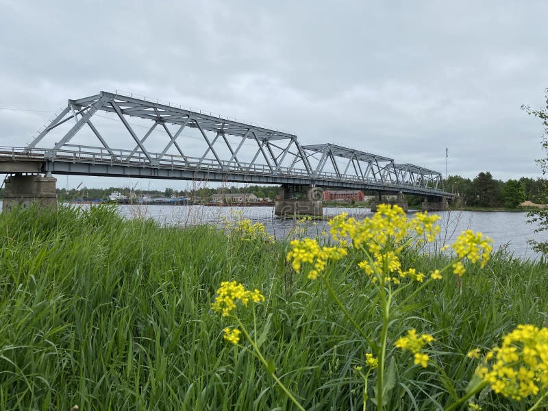 Bridge Over the Luga River. Ust-Luga is a Port Settlement in the ...
