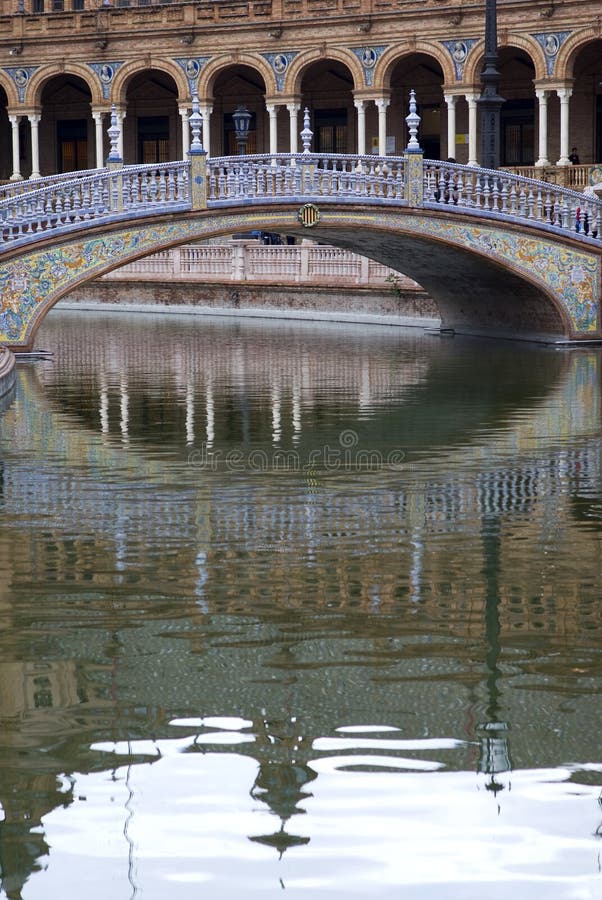 Bridge Over Canal in Spain Square, Seville Stock Photo - Image of ...