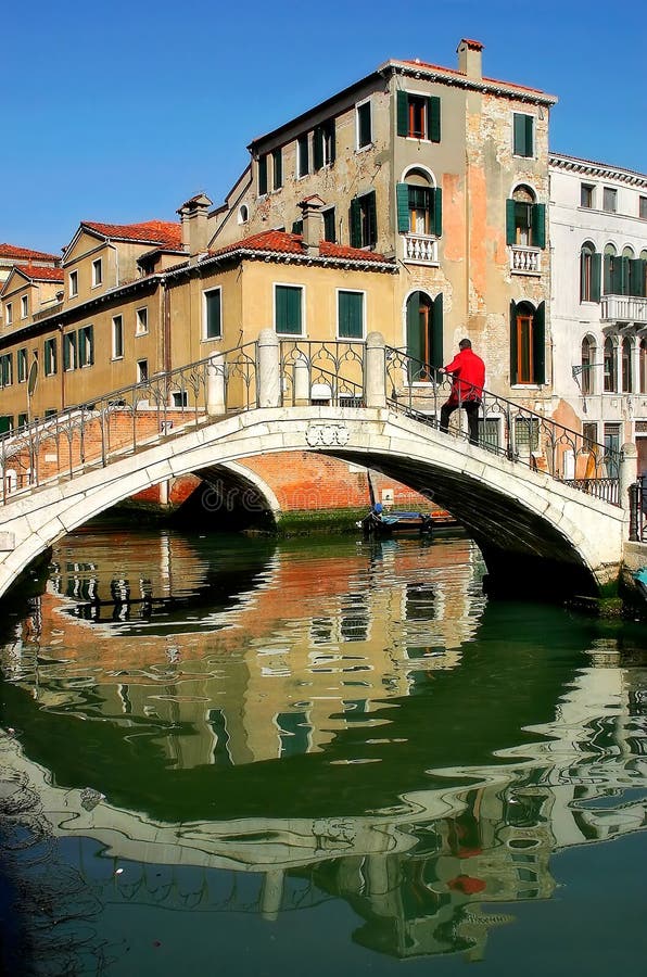Bridge Over Canal. Venice, Italy. Stock Image - Image of architectural ...