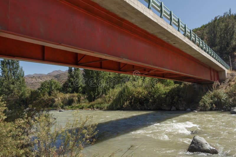 A Bridge Over a Clean River Formed by the Melting Ice of the Andes ...