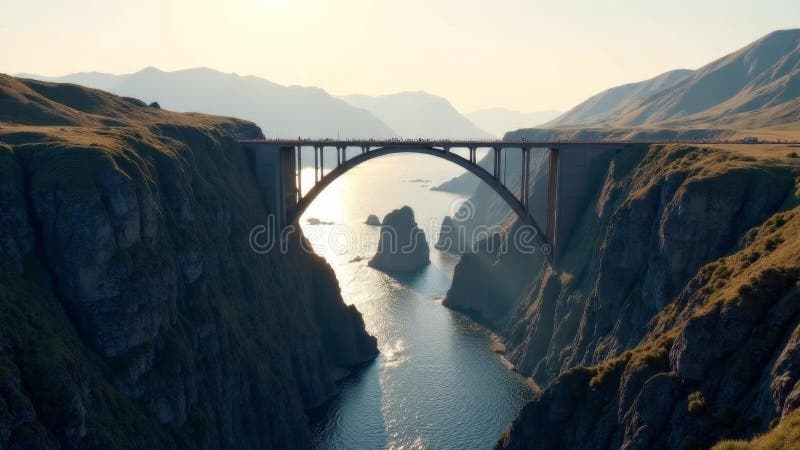 Bridge Over a Cliff with a River Stock Image - Image of rocky ...
