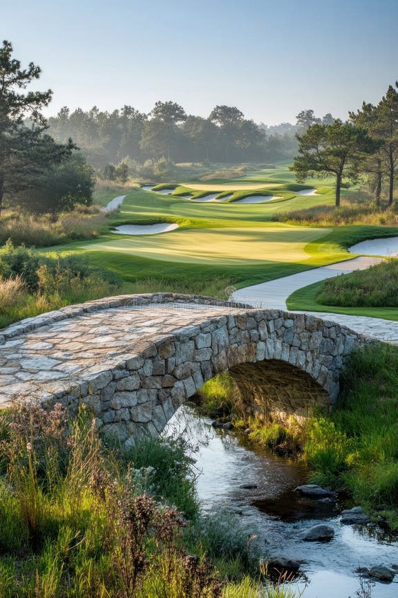 Bridge Over a Creek on a Golf Course Stock Image - Image of bridge ...